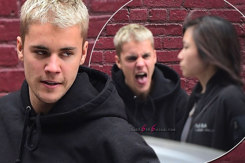 Justin Bieber looks SCARY as he yells at random woman outside New York ...